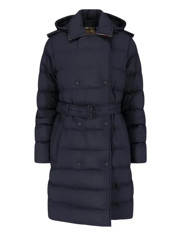 Burberry Long Quilted Hooded Puffer Coat With Belt