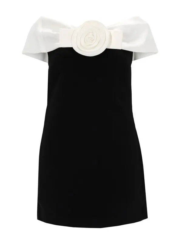 SELF-PORTRAIT Off-shoulder Mini Dress With Floral Appliqu