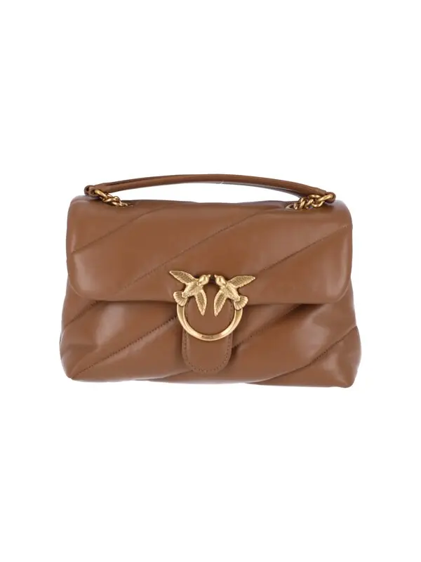 Pinko Quilted Top Handle Bag With Chain Detail - Brown