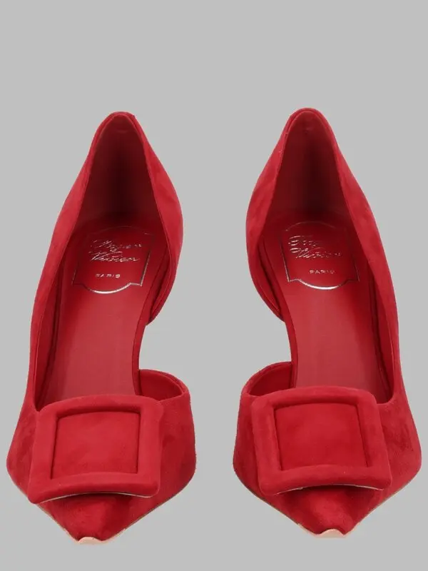 ROGER VIVIER Suede Pointed-toe Buckle Detail Pumps