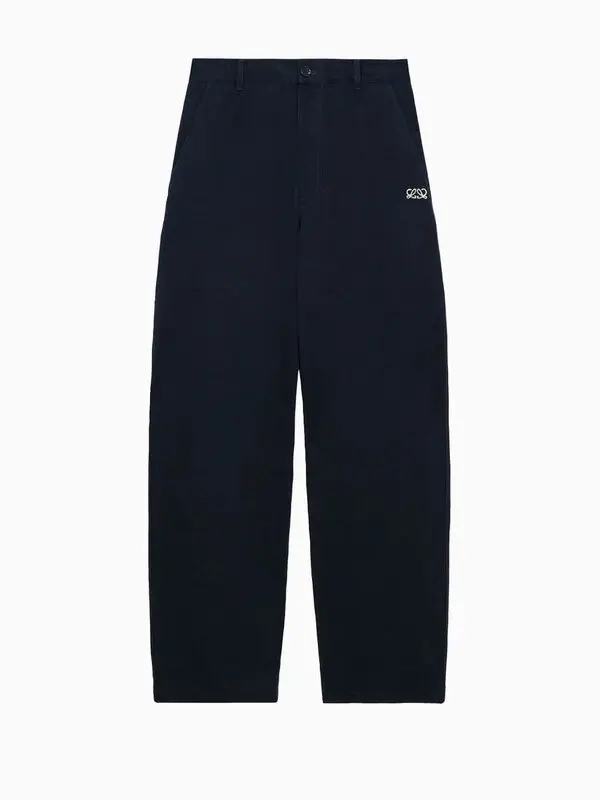 Loewe Straight-leg Tailored Trousers With Embroidered Logo