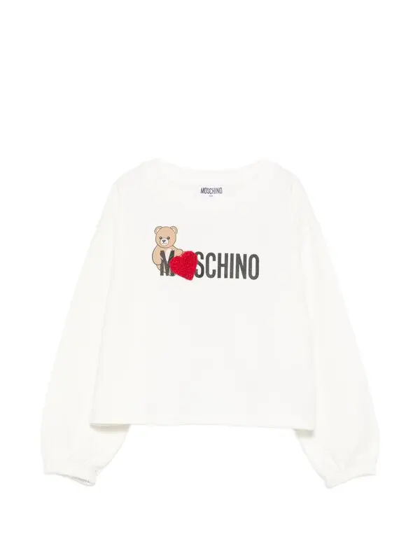 Moschino Teddy Bear Graphic Long Sleeve Sweatshirt - White