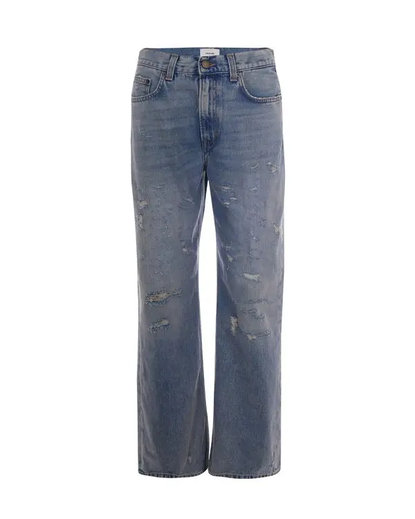 HAIKURE Distressed Straight-leg Jeans