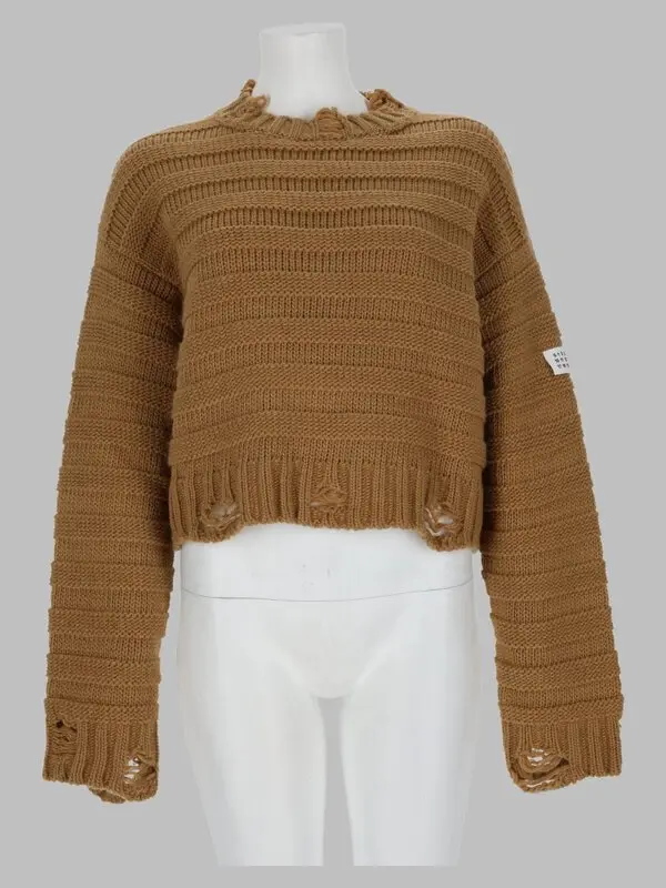 MAISON MARGIELA Distressed Cropped Knit Sweater