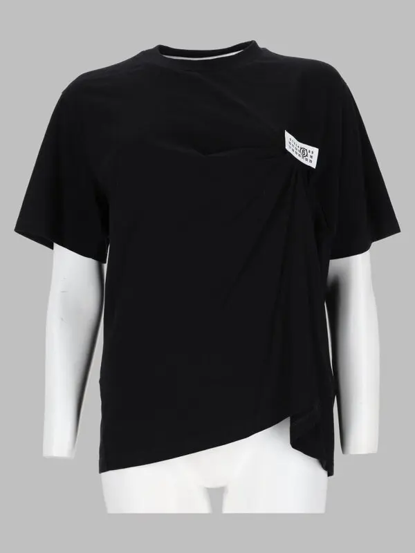 MAISON MARGIELA Asymmetrical Hem Cotton T-shirt - Black