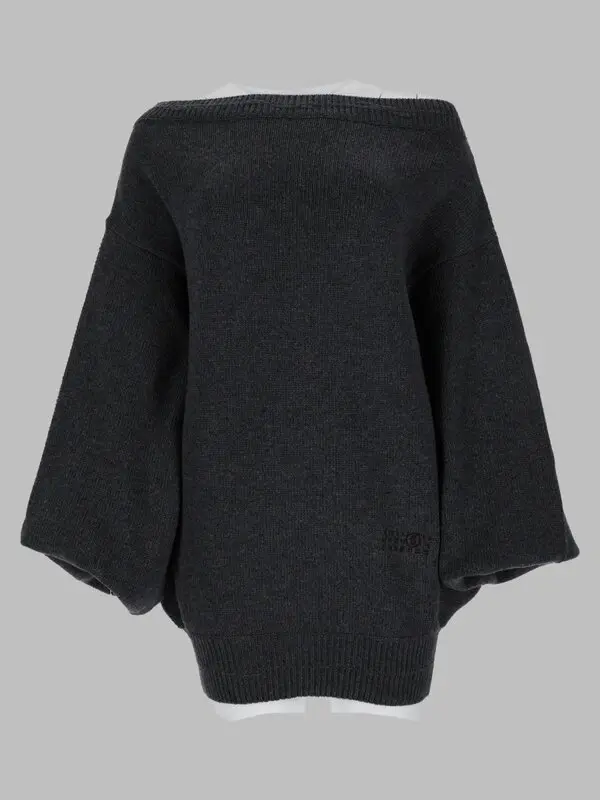 MAISON MARGIELA Off-shoulder Oversized Knit Sweater - Grey