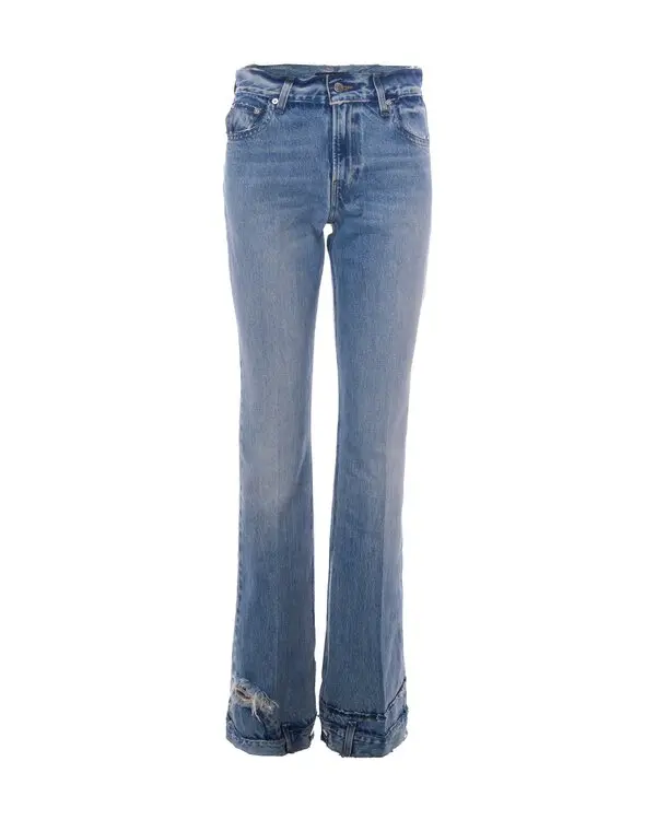 HAIKURE High-waist Flared Jeans With Raw Edge Detail - Pollock Light Blue