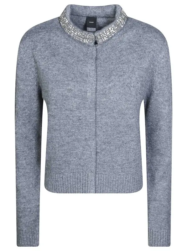 Pinko Embellished Collar Wool Blend Cardigan