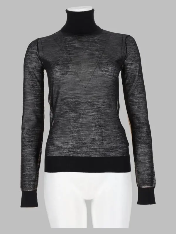 MAISON MARGIELA Sheer Turtleneck Long Sleeve Top