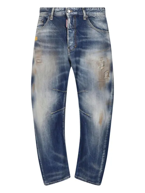 Dsquared2 Distressed Straight-leg Jeans - Blue