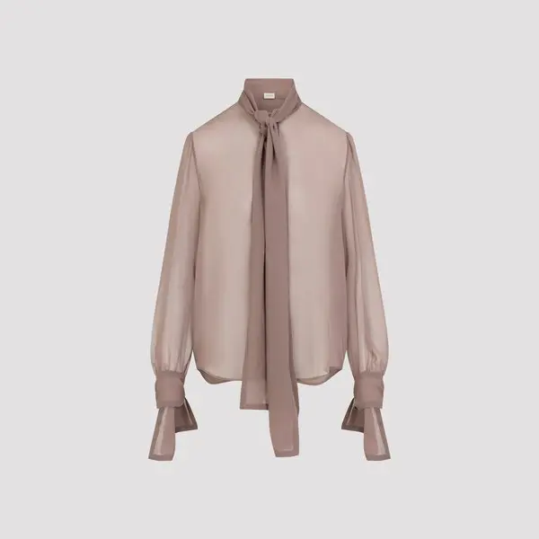 Saint Laurent Silk Bow-tie Blouse