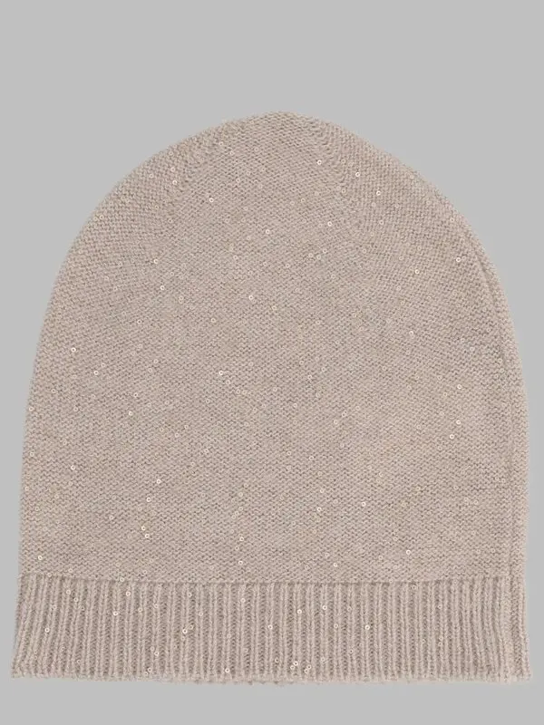 Fabiana Filippi Sequined Wool Blend Beanie - Beige