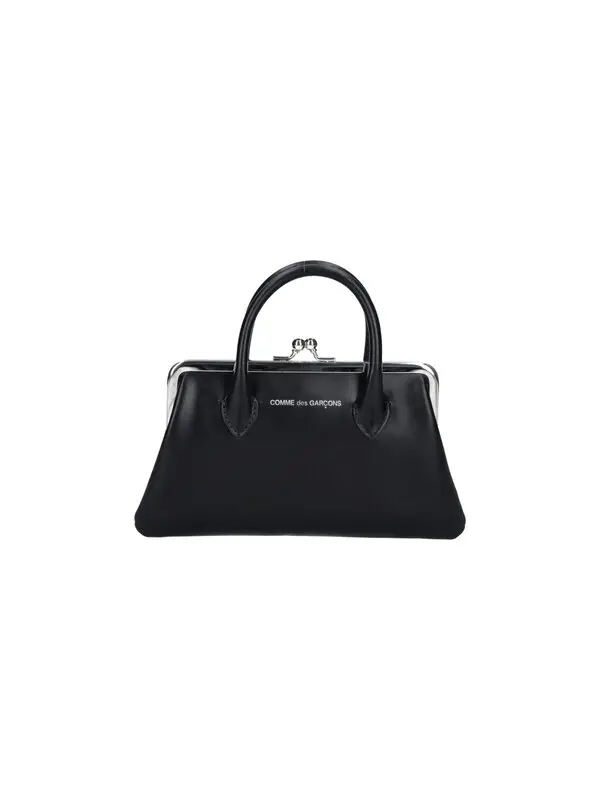 Comme Des Garçons Top Handle Kiss-lock Bag - Black