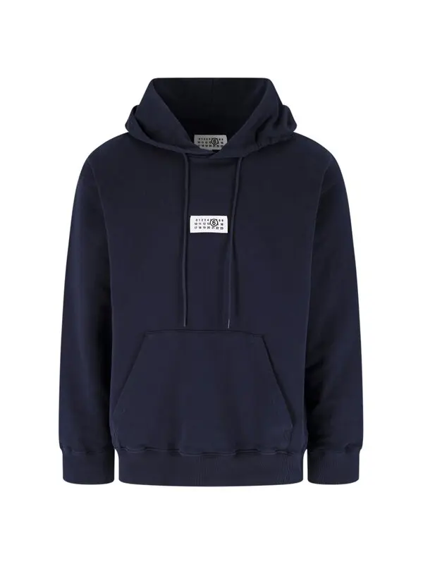 MAISON MARGIELA Logo Patch Pullover Hoodie - Blue