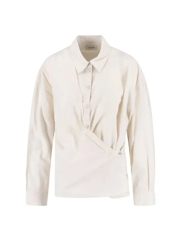 LEMAIRE Asymmetrical Wrap Front Button-up Shirt - Cream