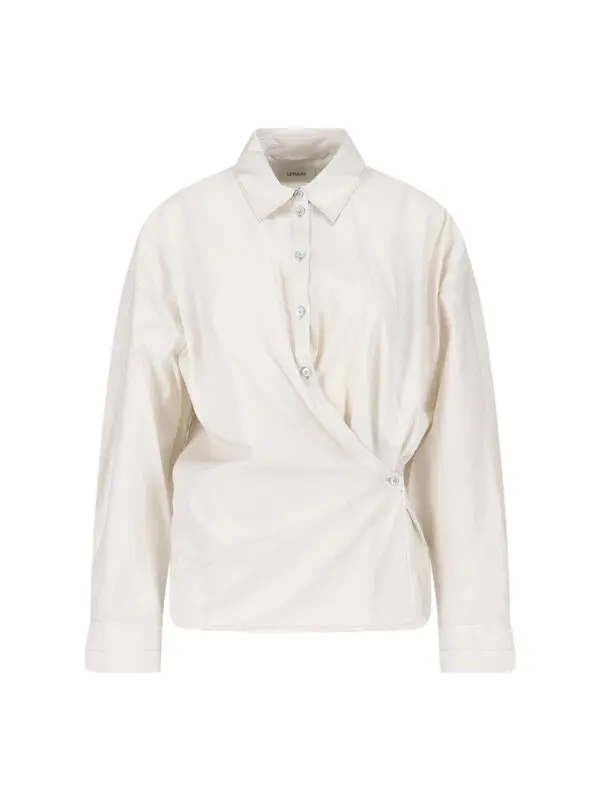 LEMAIRE Asymmetrical Wrap Front Button-up Shirt - Cream