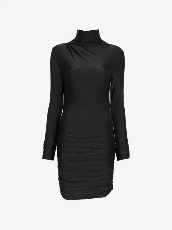 Andamane The Attico High-neck Ruched Long-sleeve Dress