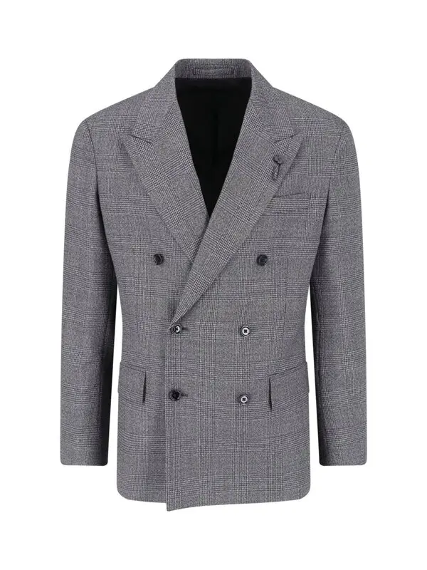 LARDINI Double-breasted Check Blazer
