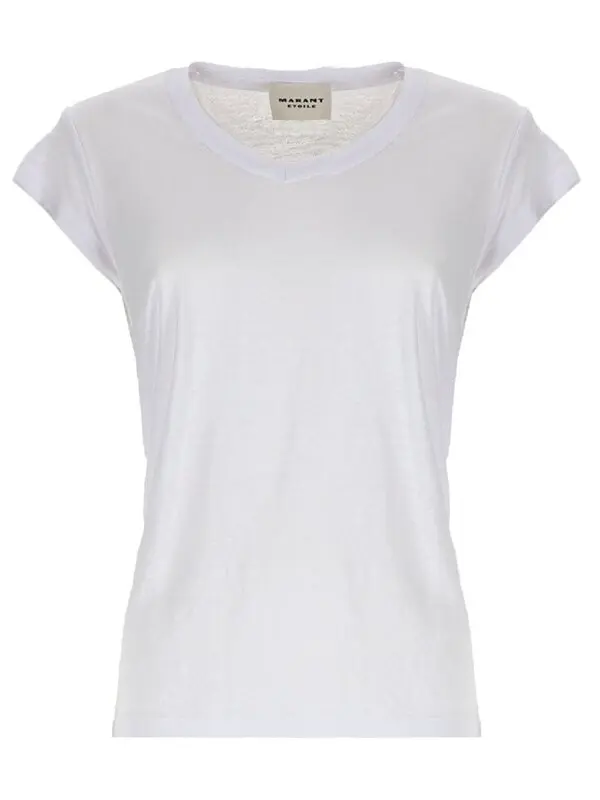 MARANT ETOILE Linen Short Sleeve T-shirt - White