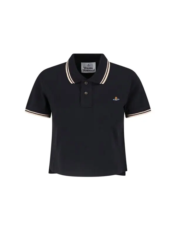 VIVIENNE WESTWOOD Embroidered Cotton Polo Shirt - Black