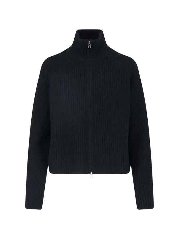 LISA YANG Ribbed Zip-up Turtleneck Sweater