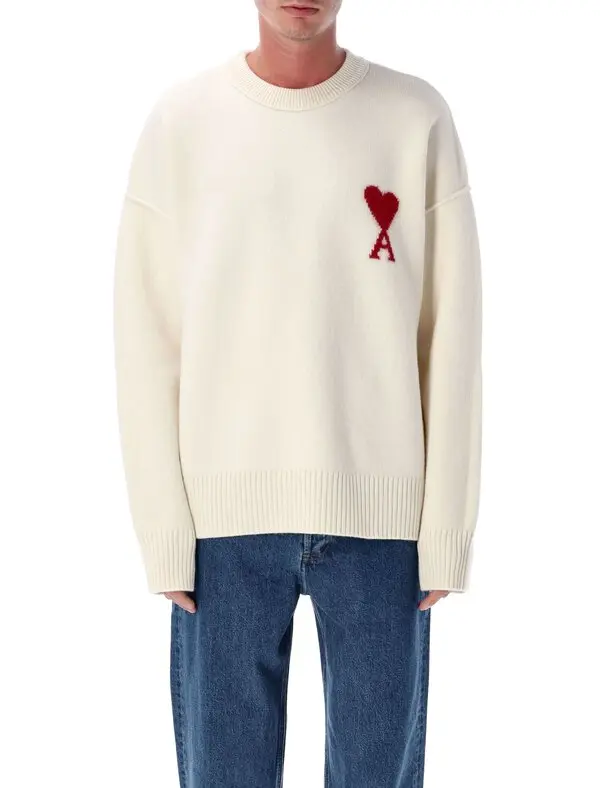 AMI Paris De Coeur Crew-neck Wool Sweater