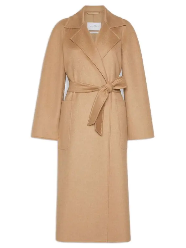 Max Mara Camel Patch Pocket Raglan Belted Coat