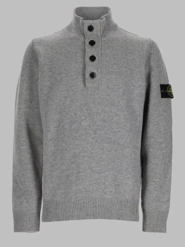 Stone Island Wool Blend Half-zip Henley Sweater