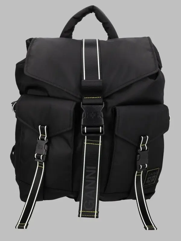 GANNI Canvas Backpack With Silver Tone Hardware