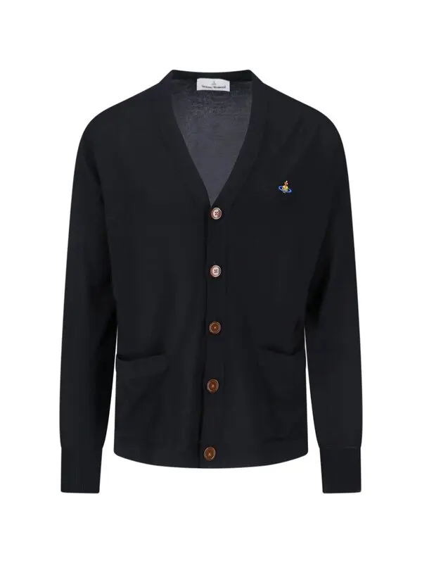 VIVIENNE WESTWOOD V-neck Button-front Cardigan With Embroidered Logo