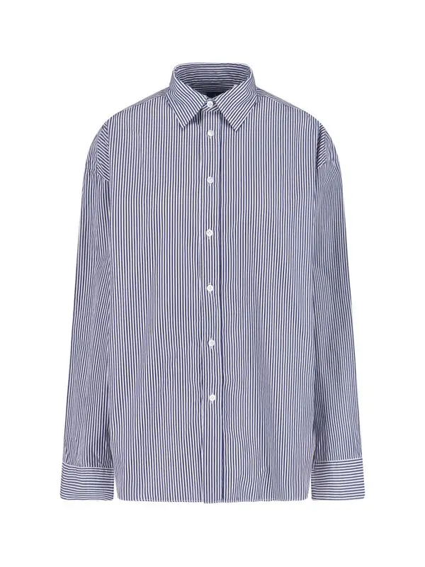 FINAMORE 1925 Striped Button-up Shirt - Blue