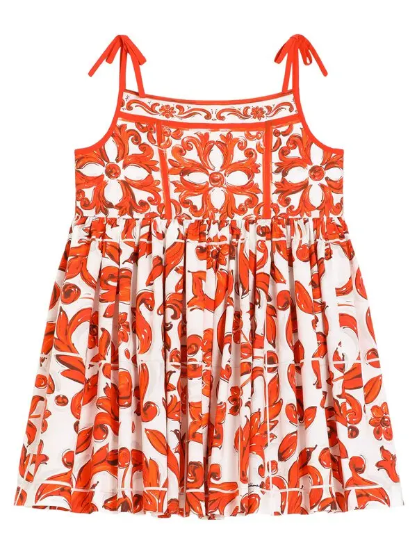 Dolce & Gabbana Printed Tie-strap Dress - Orange