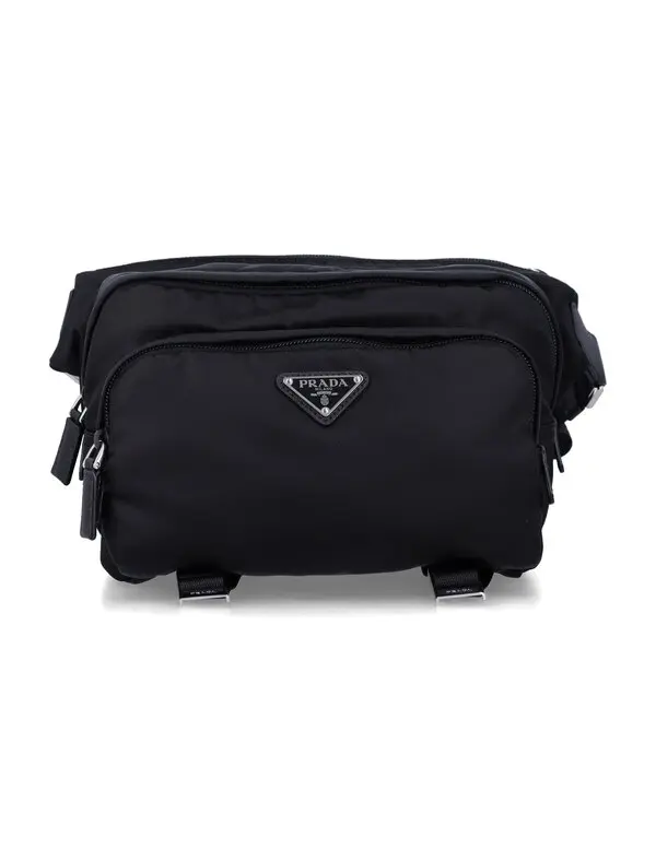 Prada Nylon Belt Bag With Logo Patch - Nero