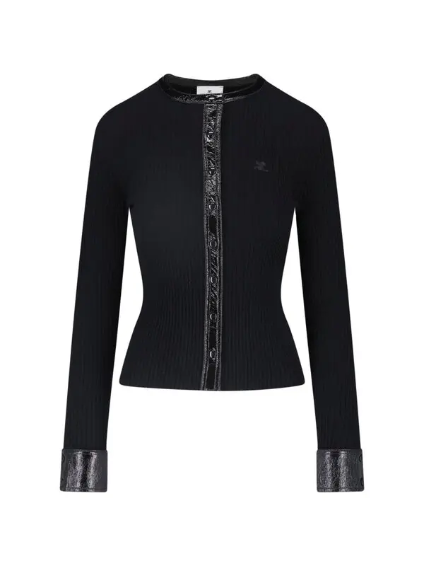 COURREGES Ribbed Snap-front Fitted Cardigan