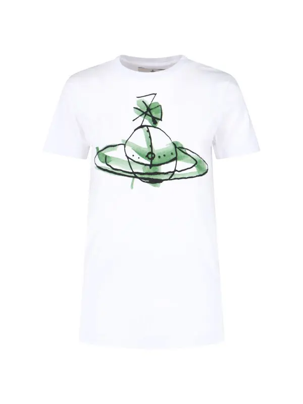 VIVIENNE WESTWOOD Graphic Print T-shirt Dress - White