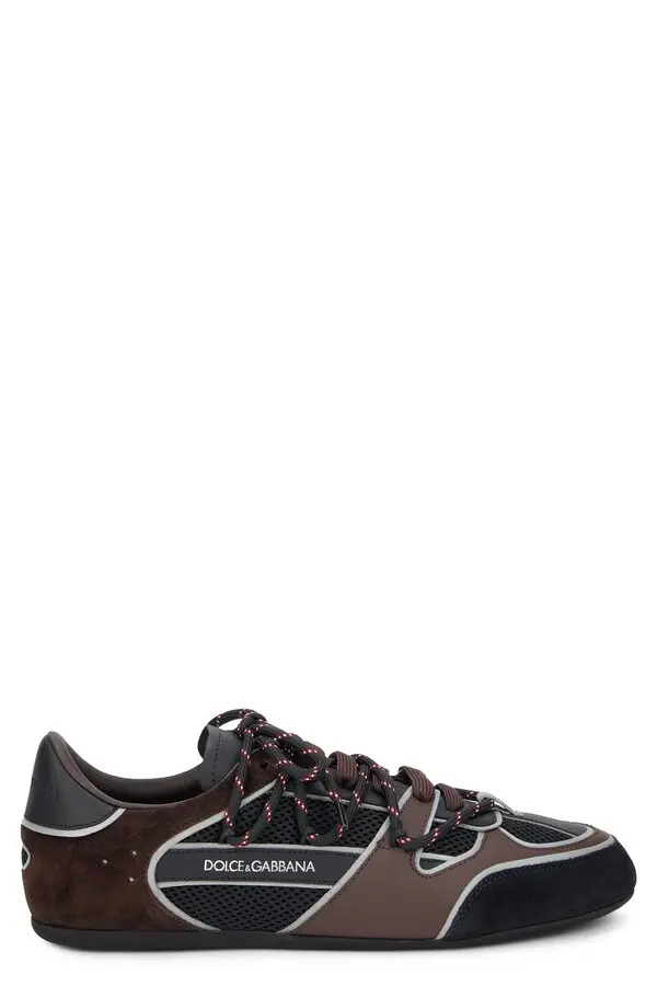Dolce & Gabbana Suede-trim Leather & Fabric Sneakers - Brown