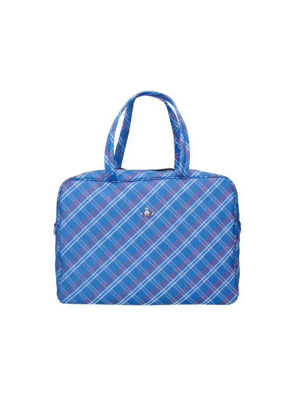 VIVIENNE WESTWOOD Plaid Top Handle Tote Bag - Blue