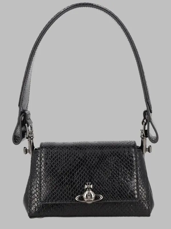 VIVIENNE WESTWOOD Snake-embossed Shoulder Bag - Black