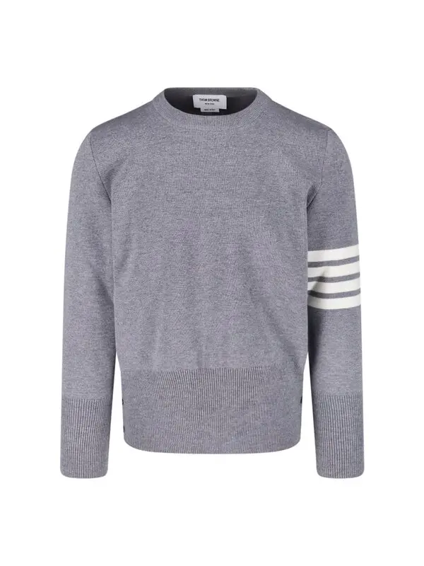 Thom Browne Striped Sleeve Crewneck Sweater - Grey