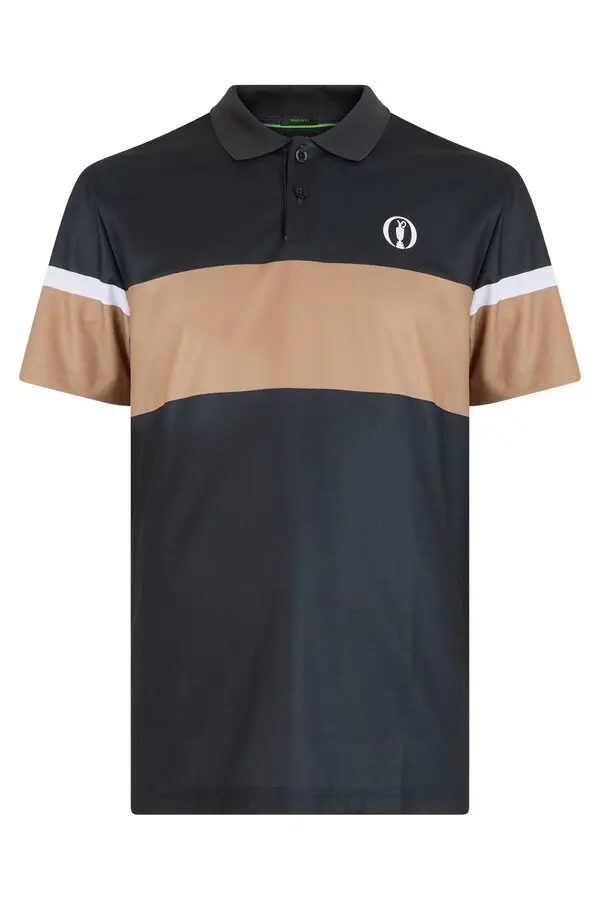 BOSS Short-sleeved Technical Fabric Polo With Contrast Panel Design
