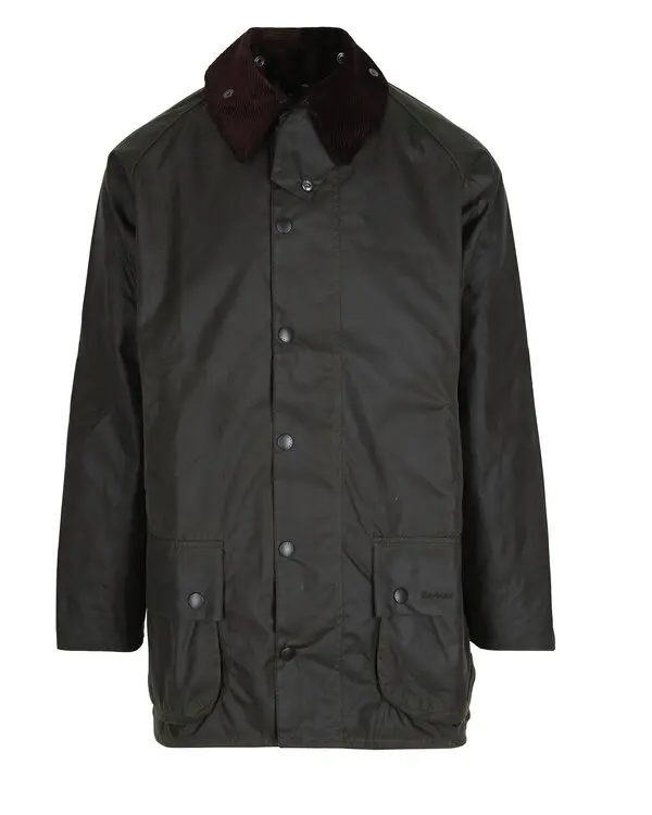 Barbour Waxed Cotton Coat With Corduroy Collar