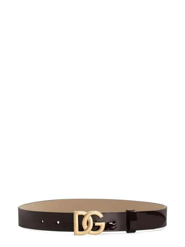 Dolce & Gabbana Patent Leather Logo Buckle Belt
