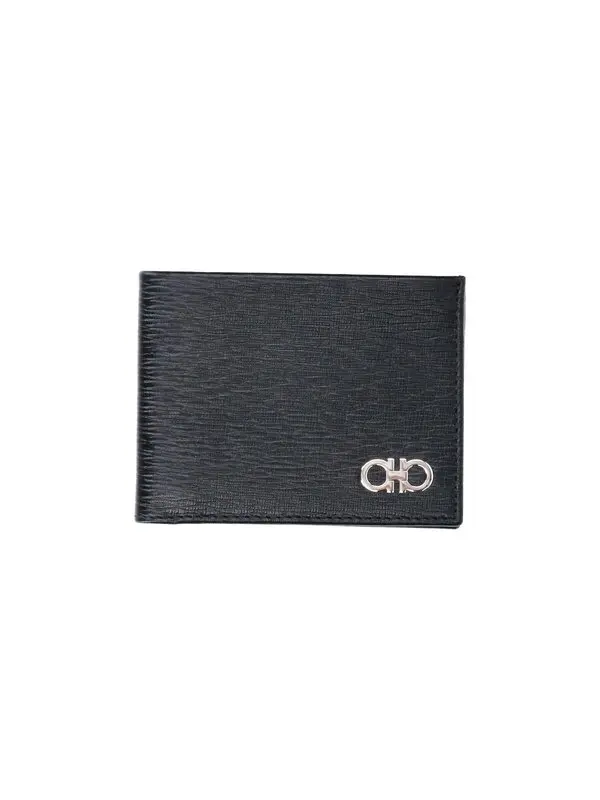 FERRAGAMO Leather Bifold Wallet - Black