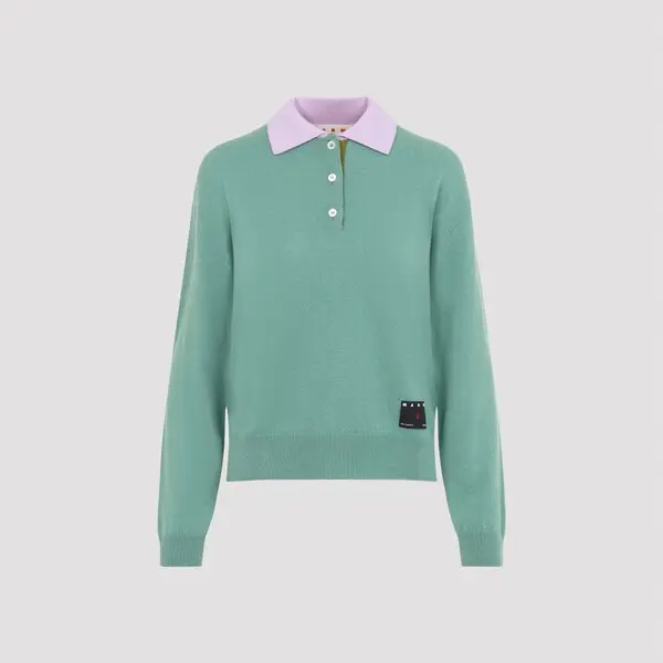 Marni Cashmere Polo Neck Sweater - Green