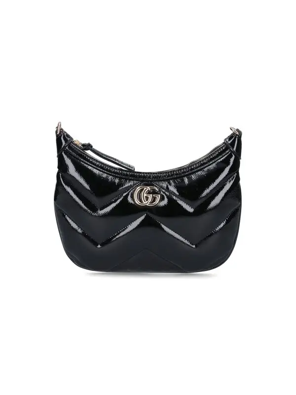 Gucci Patent Quilted Shoulder Bag - Black