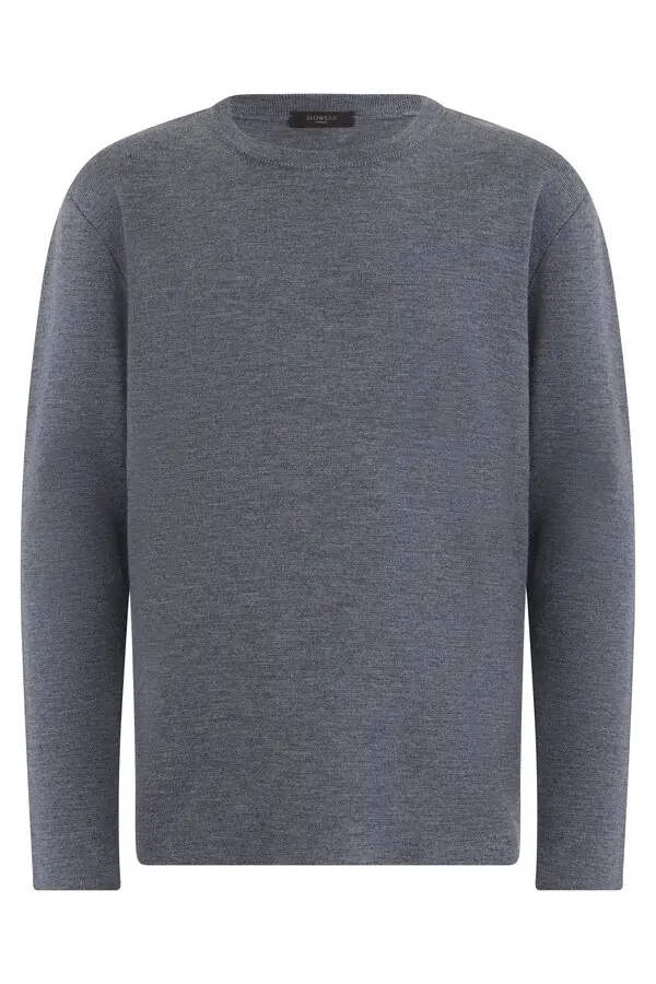 SLOWEAR Crewneck Sweater In Virgin Wool - Grey