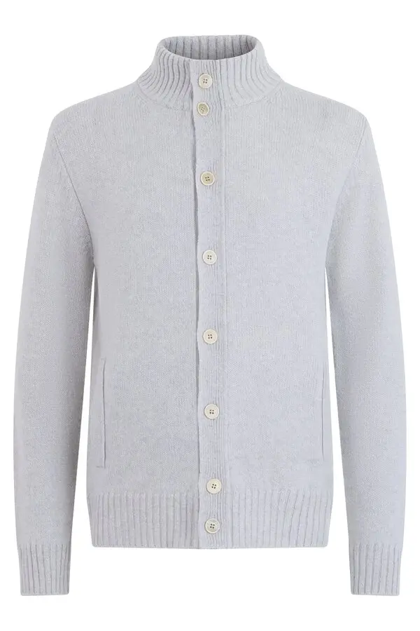 SLOWEAR Virgin Wool Cardigan With Korean Collar