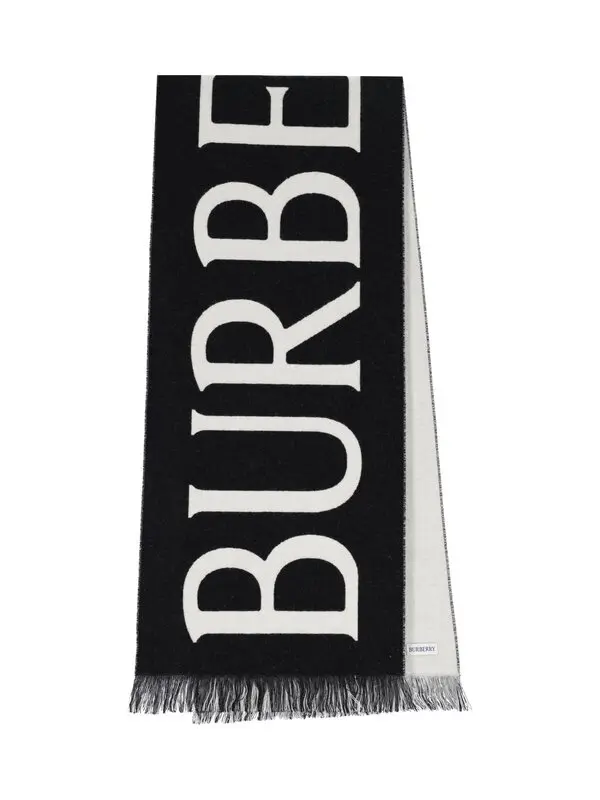 Burberry Logo-print Fringe Scarf - Black