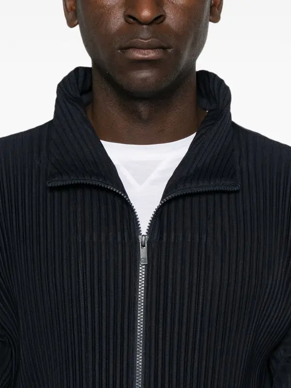 Issey Miyake Homme Plissé Zip-up Pleated Shirt - Blue