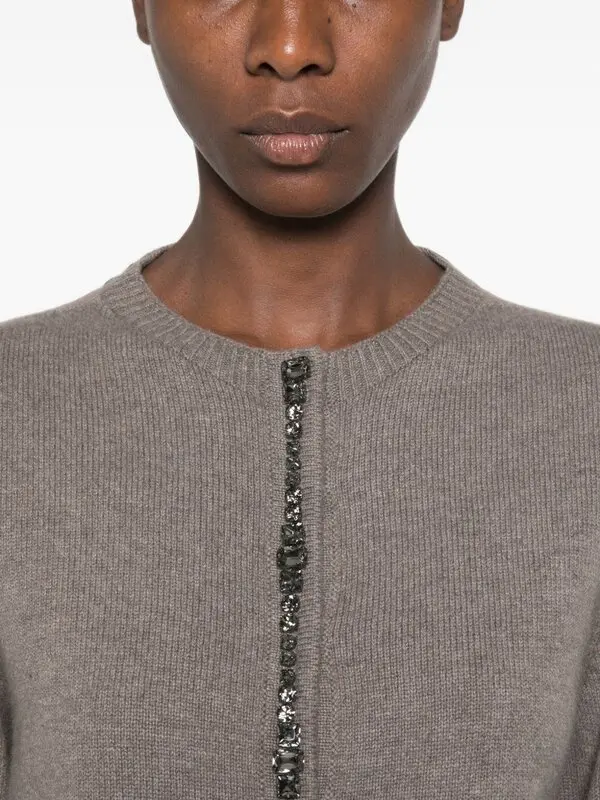 Fabiana Filippi Embellished Wool Cardigan - Brown